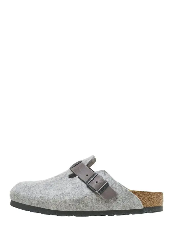 BIRKENSTOCK Boston Natural Leather/felt Clogs - Grey