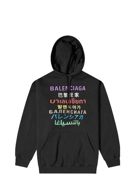 Balenciaga Multi-color Logo Hoodie - Black