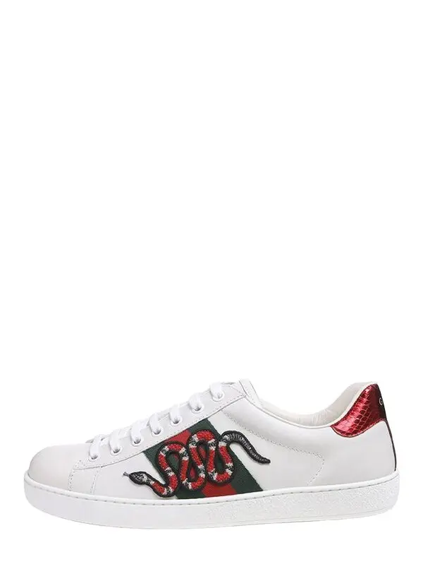 Gucci Ace Embroidered Snake Sneakers - White