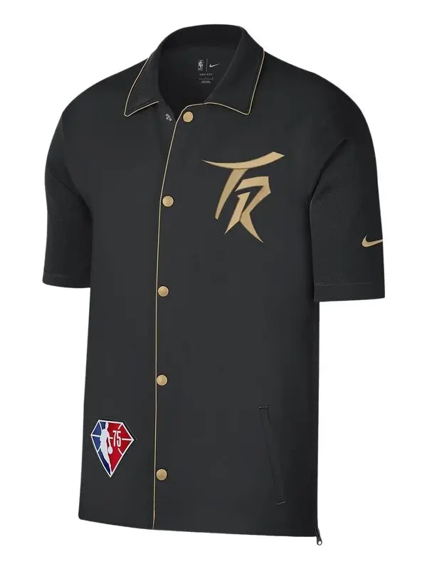 Nike Nba Toronto Raptors Alphabet Logo Printing Casual Lapel Short Sleeve Shirt Black - Multi-color