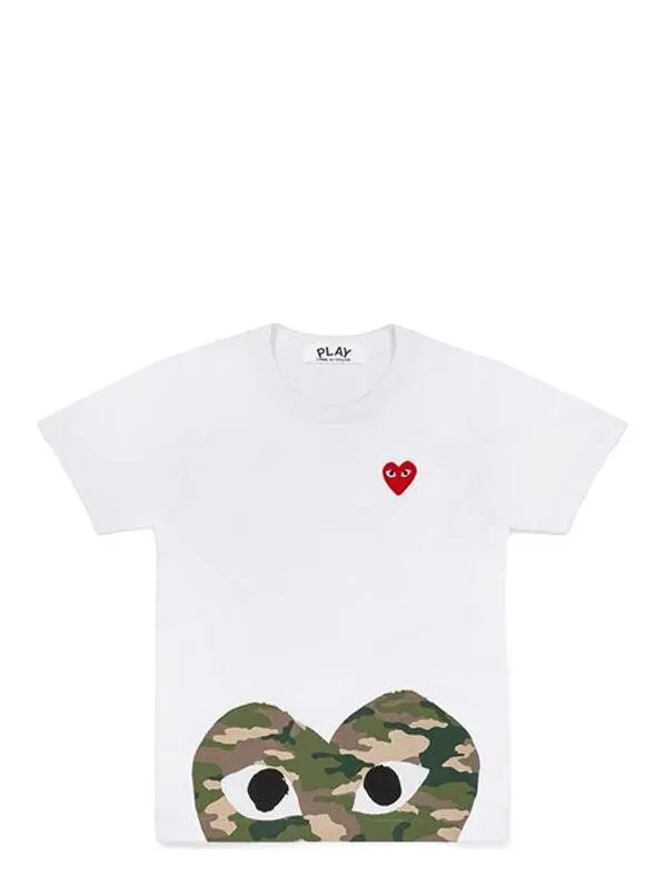 Play Comme Des Garcon Camouflage Heart Shape Printing Short Sleeve - White
