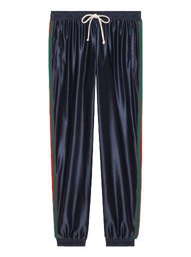 Gucci Shiny Knit Material Webbing Sports Pants/trousers/joggers - Blue