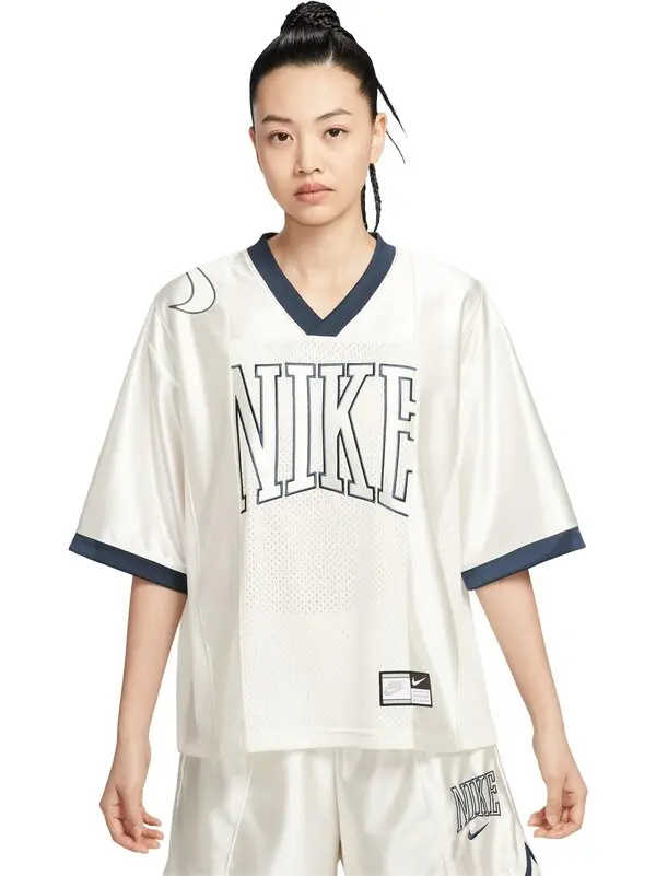 Nike Oversized Graphic Jersey Top - Sail/armoury Navy