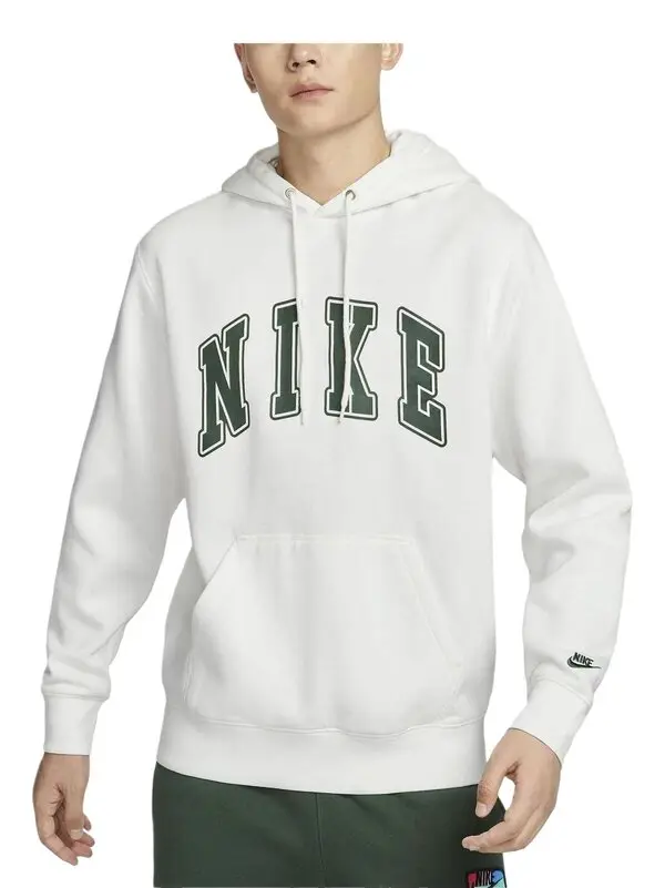 Nike Club Hoodie With Embroidered Logo - White/green