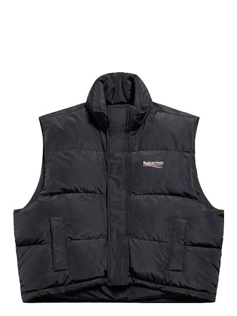 Balenciaga Political Campaign Cocoon Puffer Vest - Black
