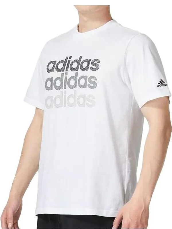Adidas Multi Linear Graphic Short Sleeve T-shirt 'white - White/black/grey