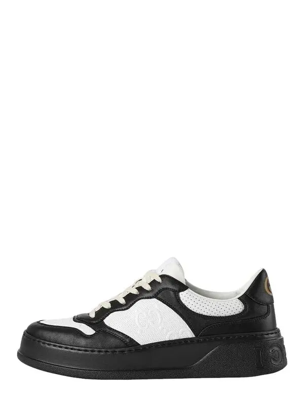 Gucci Gg Embossed Leather Sneakers - Black/white