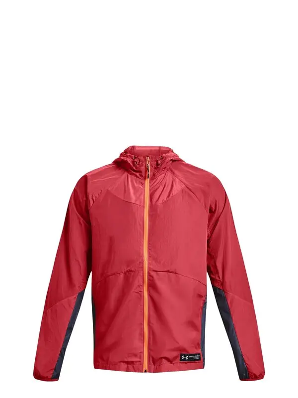 Under Armour Rush Woven Full Zip Jacket - Coral Red/orange/black