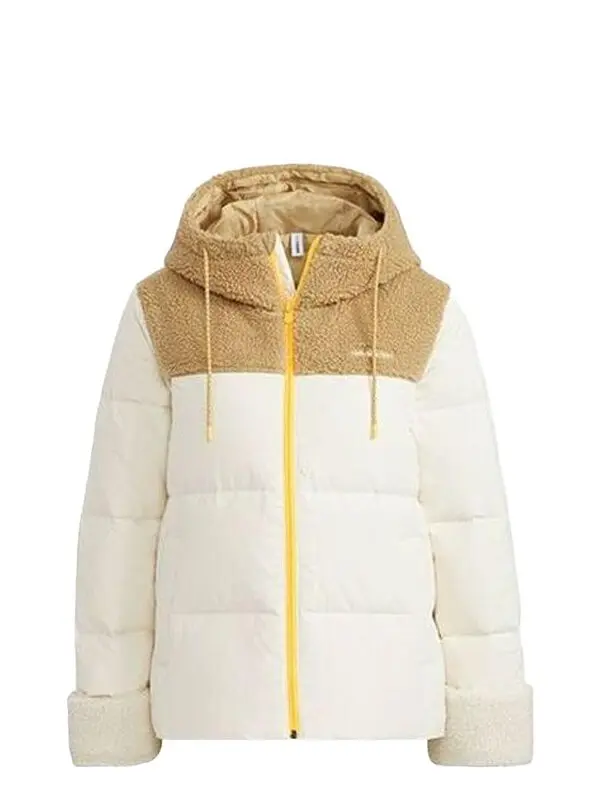 Adidas Neo Sherpa Fleece Hooded Jacket - White/tan