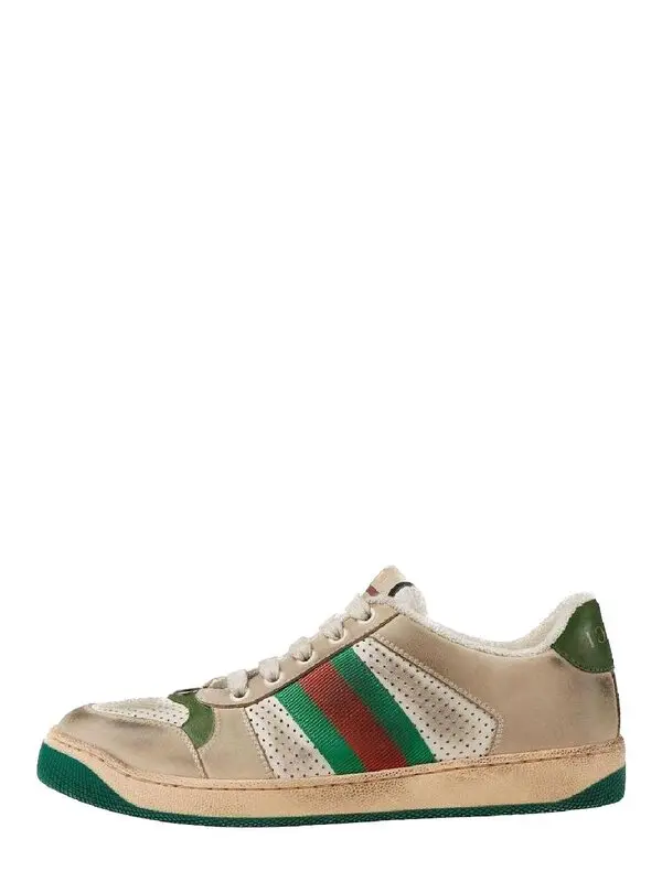 Gucci Screener Leather Sneakers - Cream