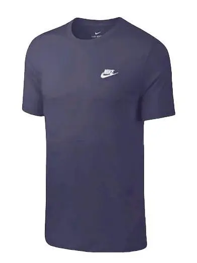 Nike Retro Swoosh Logo Embroidered Short Sleeve Tee - Blue