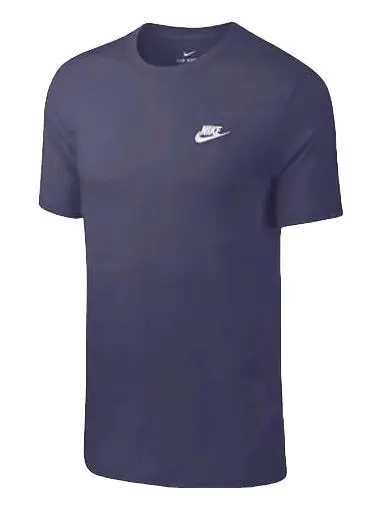 Nike Retro Swoosh Logo Embroidered Short Sleeve Tee - Blue