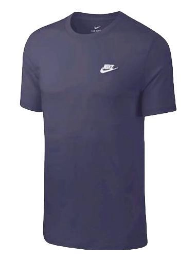 Nike Retro Swoosh Logo Embroidered Short Sleeve Tee - Blue