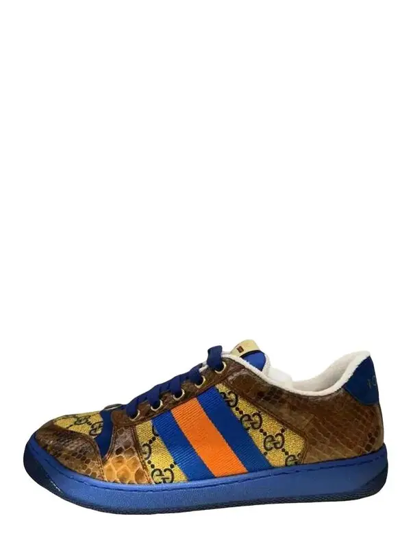Gucci Low-top Sneakers With Signature Motif - Blue/brown/yellow