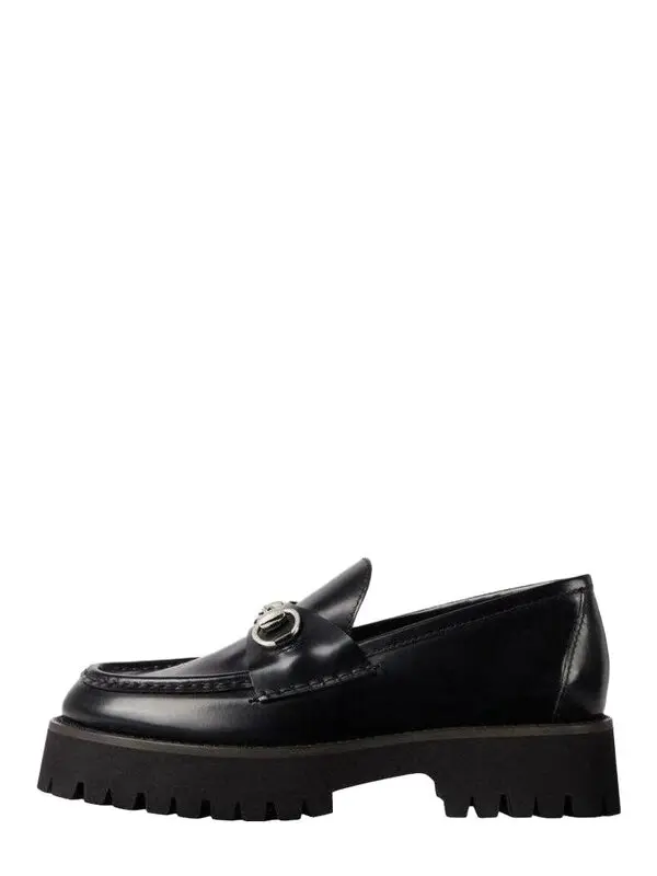Gucci Leather Horsebit Loafer With Lug Sole - Black