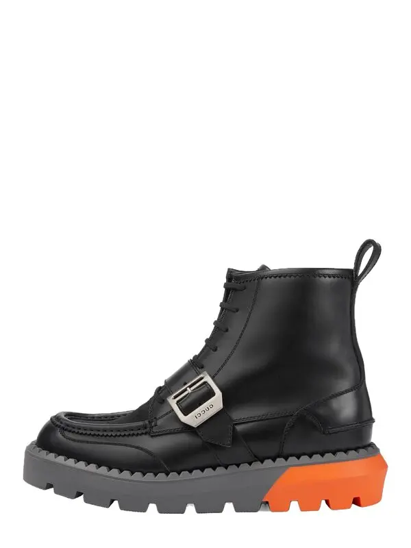 Gucci Gg Lace-up Combat Boots - Black