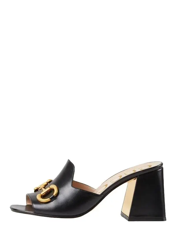 Gucci Leather Horsebit Slide Sandal - Black