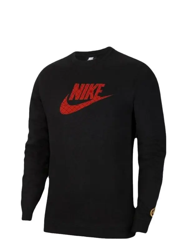 Nike Black Long Sleeve Crewneck With Large Logo - Default Color