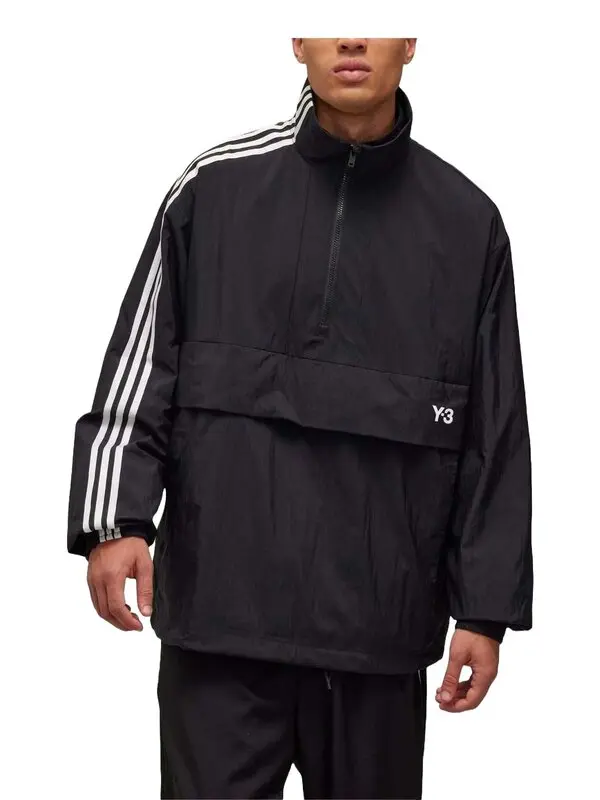 Adidas Y-3 3-stripes Nylon Shell 1/2 Zip Jacket - Black