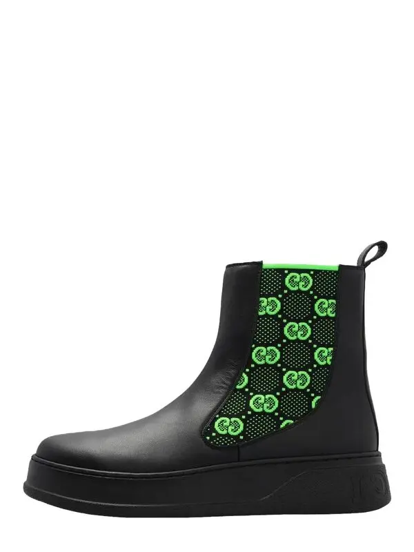 Gucci Gg Leather Ankle Boots - Black