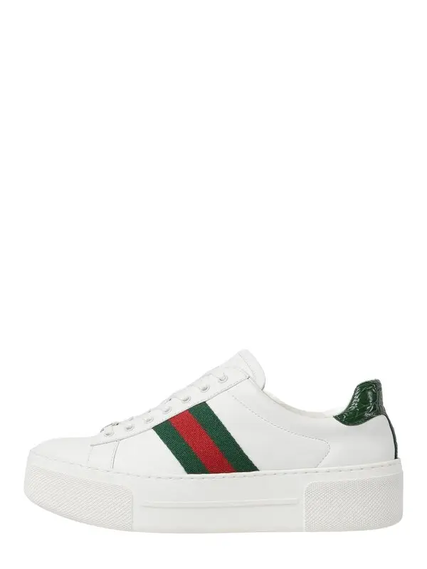 Gucci Ace Leather Platform Sneakers - White/green/red