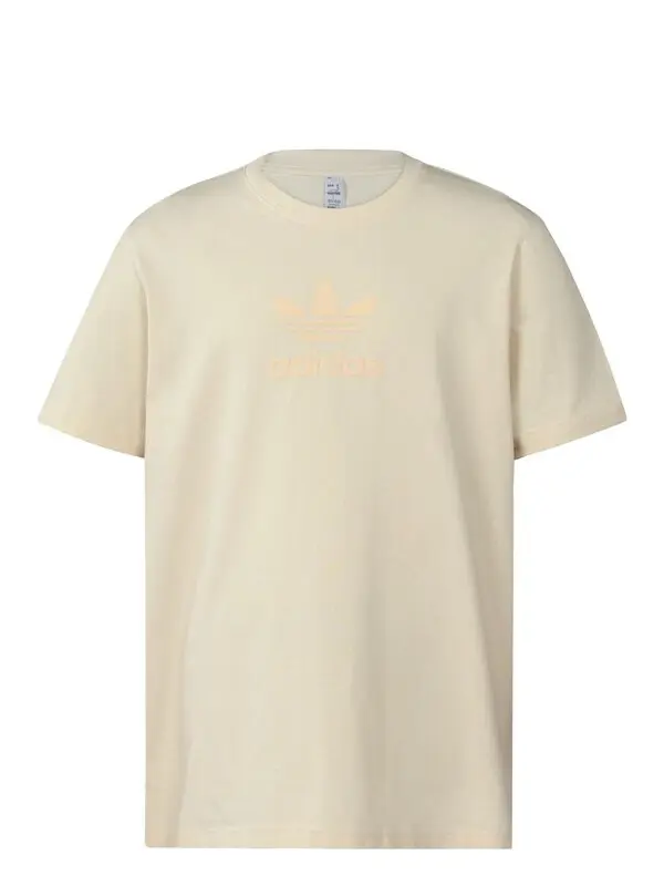 Adidas Originals Solid Color Logo Round Neck Short Sleeve Creamy White - Default Color