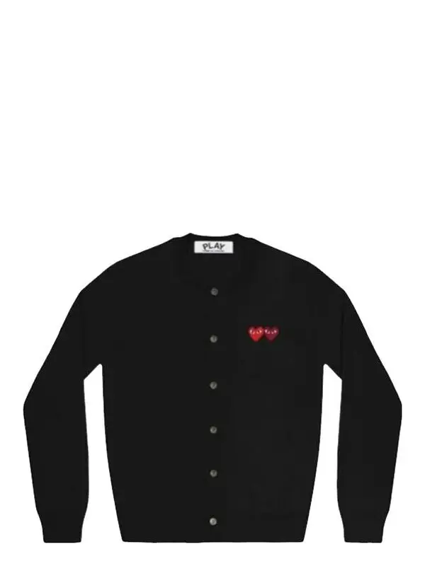 Play Comme Des Garcon Cardigan With Double Emblem Detail - Black