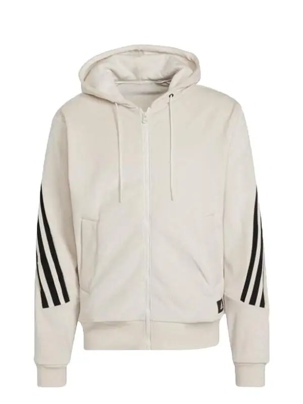 Adidas Velvet Hooded Logo Jacket - Beige