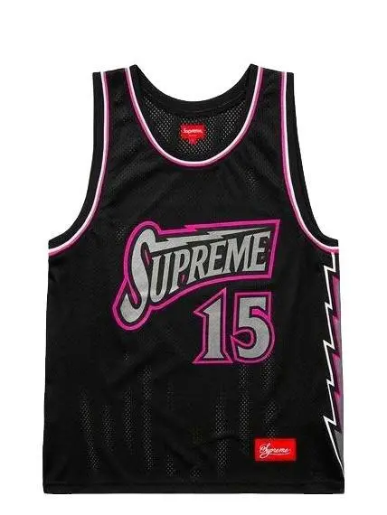 Supreme Bolt Basketball Jersey - Black/grey/pink