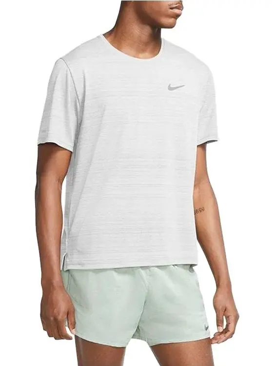 Nike Dri-fit Miler Running Short Sleeve Top - White