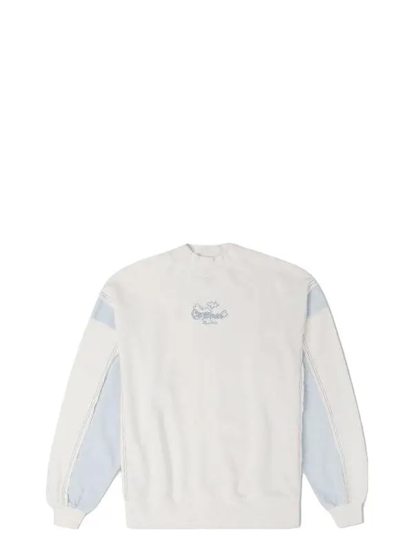CONVERSE Denim Patchwork Crew Sweatshirt - White/sky Blue