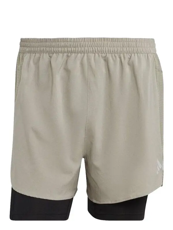 Adidas 2-in-1 Running Shorts - Silver Pebble