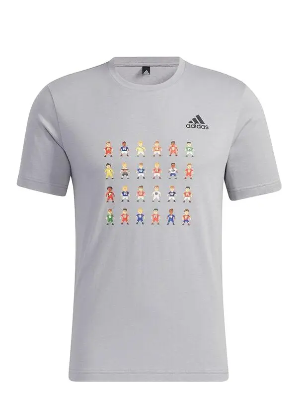 Adidas 8-bit Tee Printing Sports Short Sleeve Gray - Grey