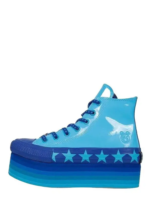 CONVERSE X Miley Cyrus Chuck Taylor All Star Platform Faux Patent Hi Sneakers - Blue