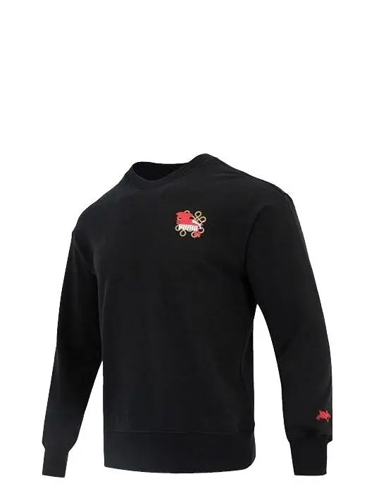 PUMA Essentials Graphic Crew Neck Pullover - Black