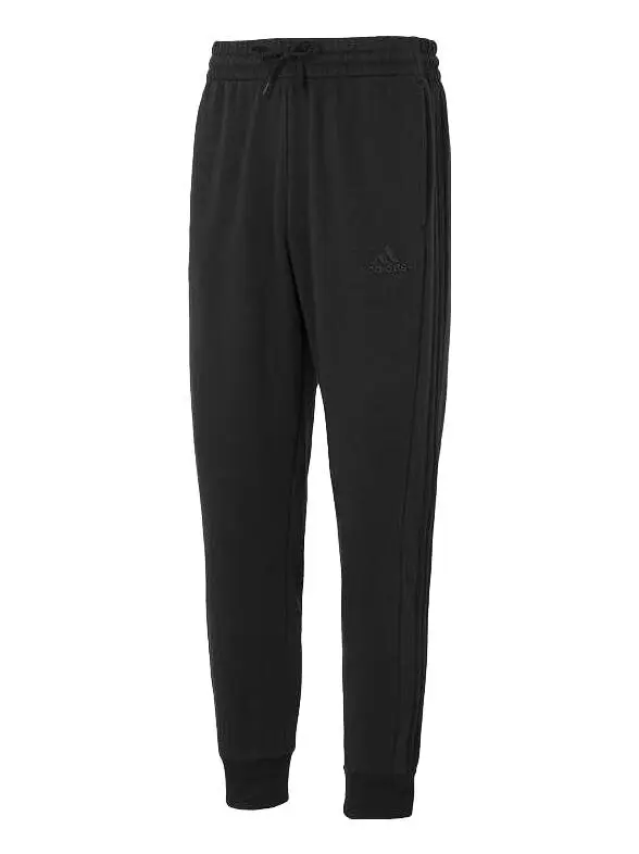 Adidas Essentials Fleece 3-stripes Tapered Cuff Pants Asia Sizing - Black