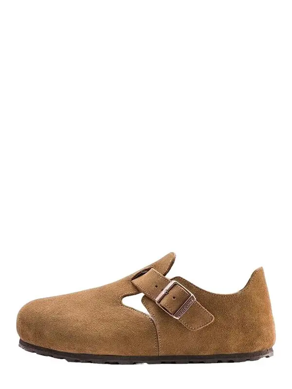 BIRKENSTOCK London Shearling Suede Leather Clogs - Brown