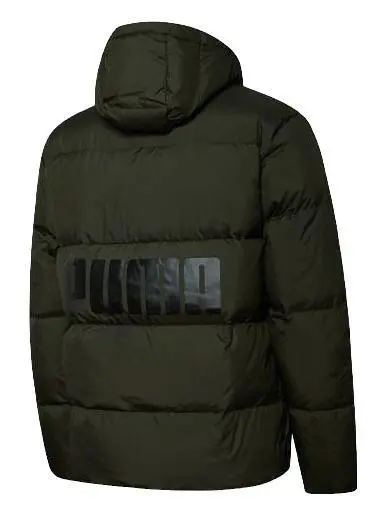 PUMA Essential Hooded Down Jacket - Green/black