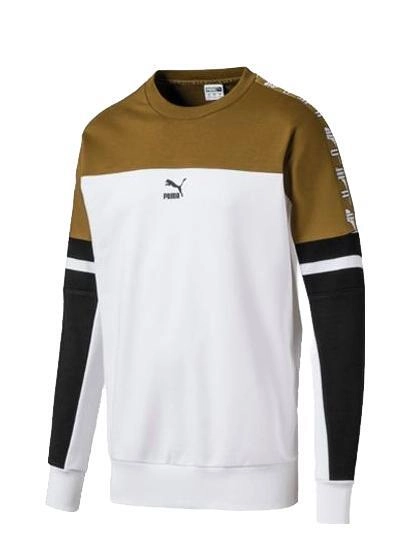 PUMA Logo Printing Colorblock Round Neck - White