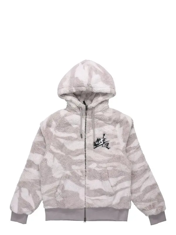 JORDAN Fleece Zip-up Jacket - White/grey