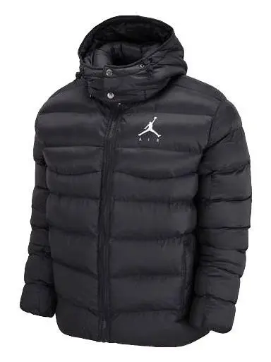JORDAN Air Padded Hooded Zip-up Jacket - Black