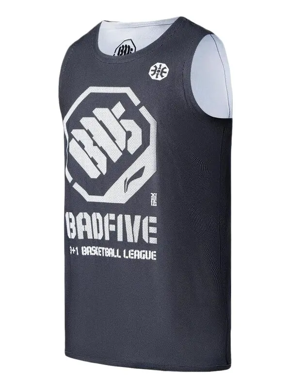 LI-NING Bad Five Series Jersey Grey White - Grey/black/white