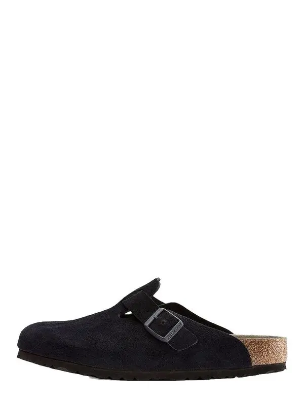 BIRKENSTOCK Boston Suede Leather Clogs - Black