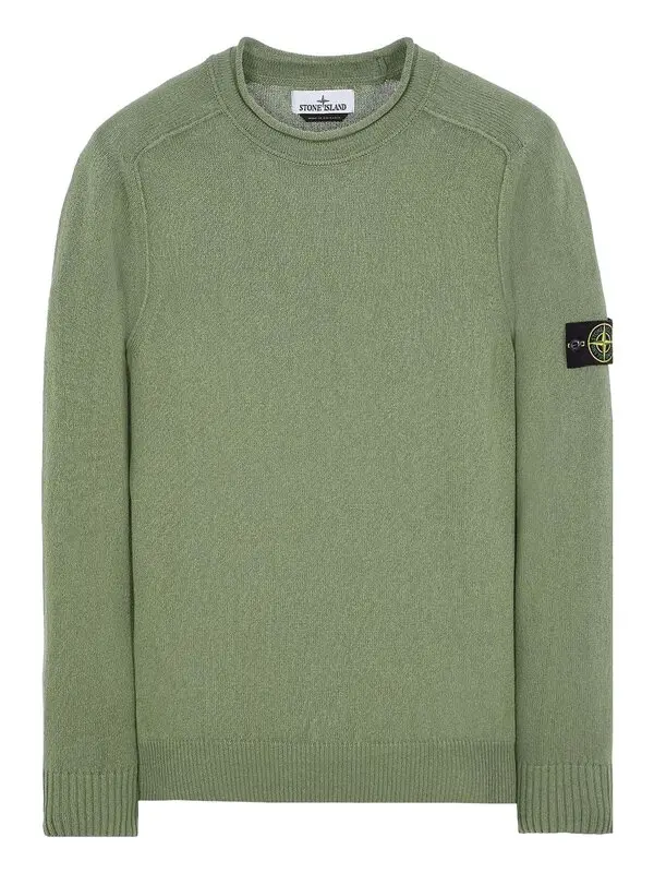 Stone Island Logo Patch Crewneck Knitted Jumper - Green