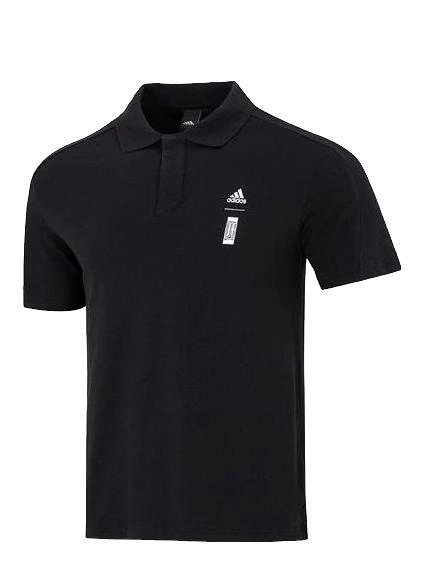 Adidas Wj Solid Color Logo Micro Mark Athleisure Casual Sports Short Sleeve Polo Shirt Black - Multi-color