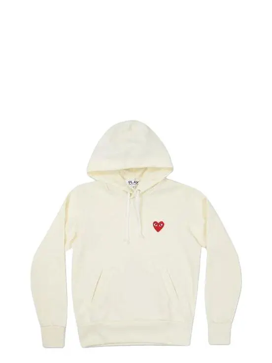 Play Comme Des Garcon Red Heart Hoodie - Ivory