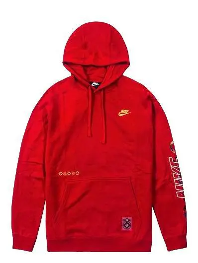 Nike Club Printing Long Sleeve Pullover - Red