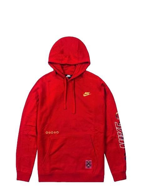 Nike Club Printing Long Sleeve Pullover - Red