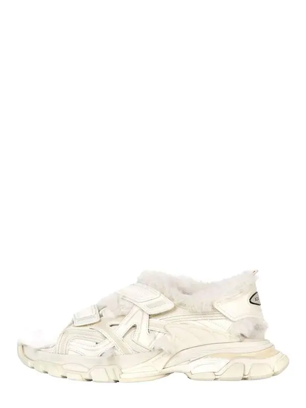 Balenciaga Track Sandals With Faux Fur - White