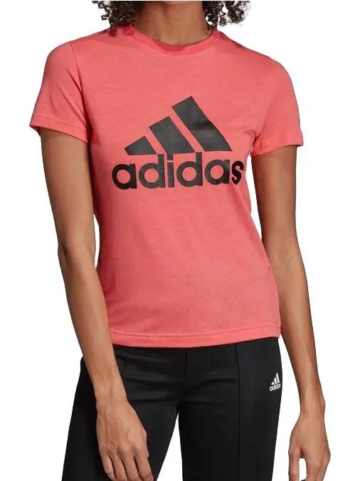 Adidas Logo Print Short Sleeve T-shirt - Pink